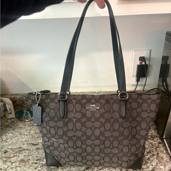 Coach | Bags | Coach Zip Top Tote In Signature Jacquard | Poshmark